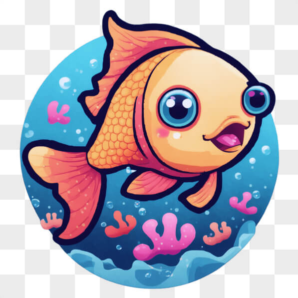 Download Cartoonvis Zwemt in Oceaan met Koralen en Zeeleven Cartoons ...