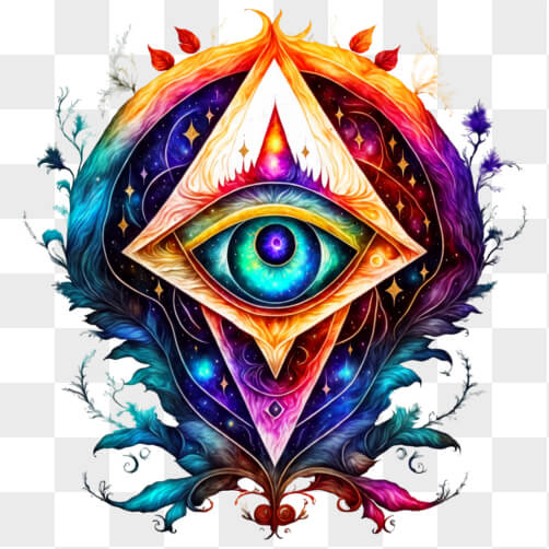 Download All-Seeing Eye with Colorful Flowers and Leaves PNG Online ...