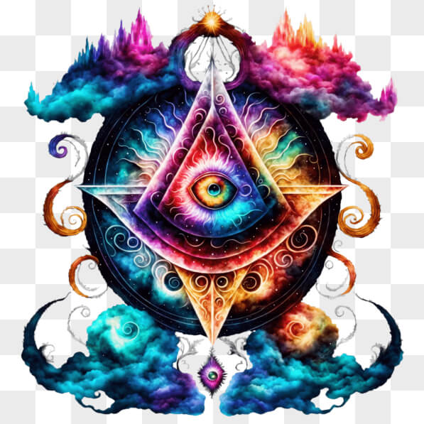 Download All-Seeing Eye in Colorful Cloudy Sky with Stars PNGs Online ...