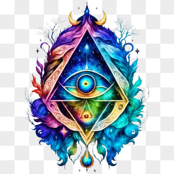 Descarga Símbolo del Ojo que Todo lo Ve con Plumas Coloridas PNGs En ...