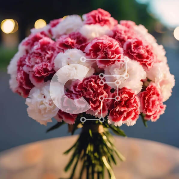 Beautiful Red and White Carnation Bouquet stock photo | Creative Fabrica