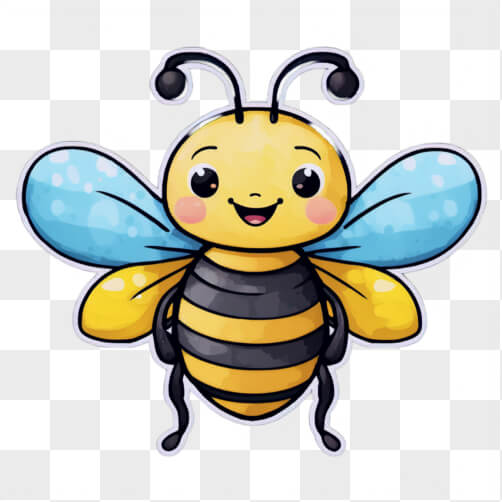 Download Cute Cartoon Bee Clipart with Blue and Yellow Wings Cartoons ...
