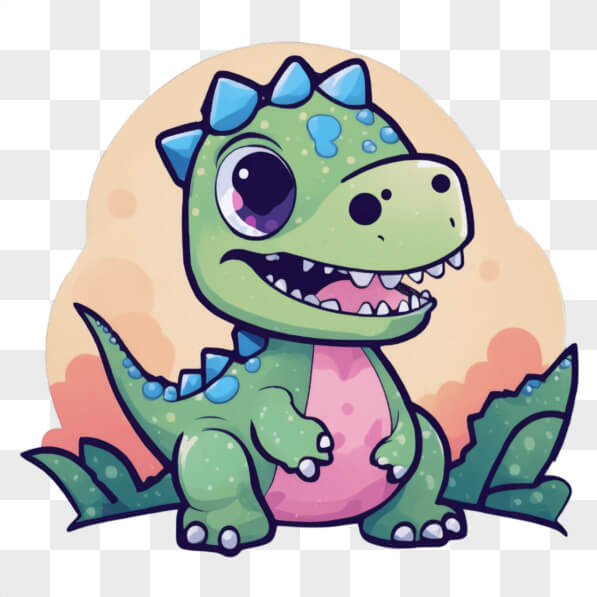 Descarga Dinosaurio de dibujos animados sentado en la hierba con la boca abierta Cartoons En ...