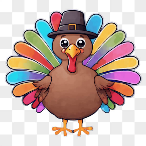 Download Cartoon Turkey with Autumn-Themed Hat for Thanksgiving ...