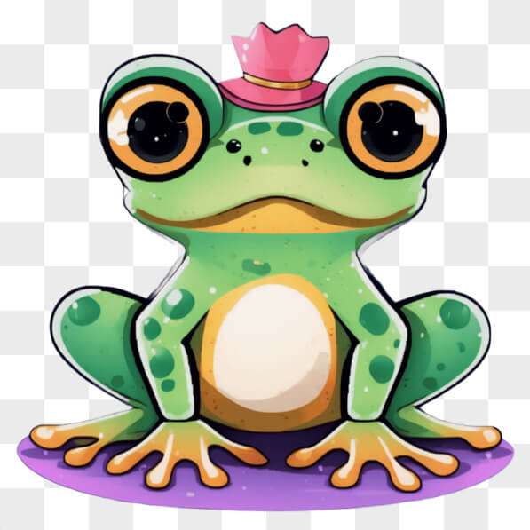 Descarga Rana verde con sombrero rosa sobre fondo morado Cartoons En ...