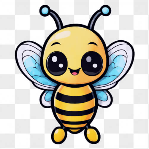 Download Cute Cartoon Bee Clipart with Blue and Yellow Wings Cartoons ...