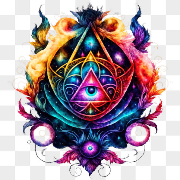 Download Spiritual All-Seeing Eye Art Piece with Flowers and Stars PNGs ...