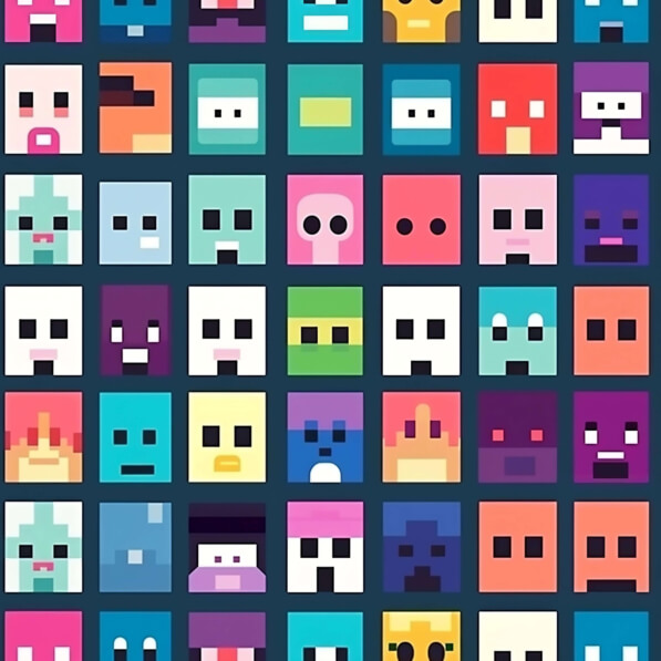 Download Colorful Square Faces in Digital Art Patterns Online ...