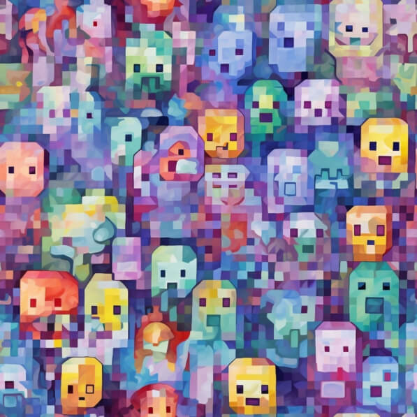 Download Colorful Pixelated Background with Minecraft Characters ...