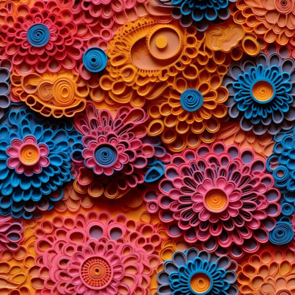 Download Colorful Paper Flower Wall Art Patterns Online - Creative Fabrica