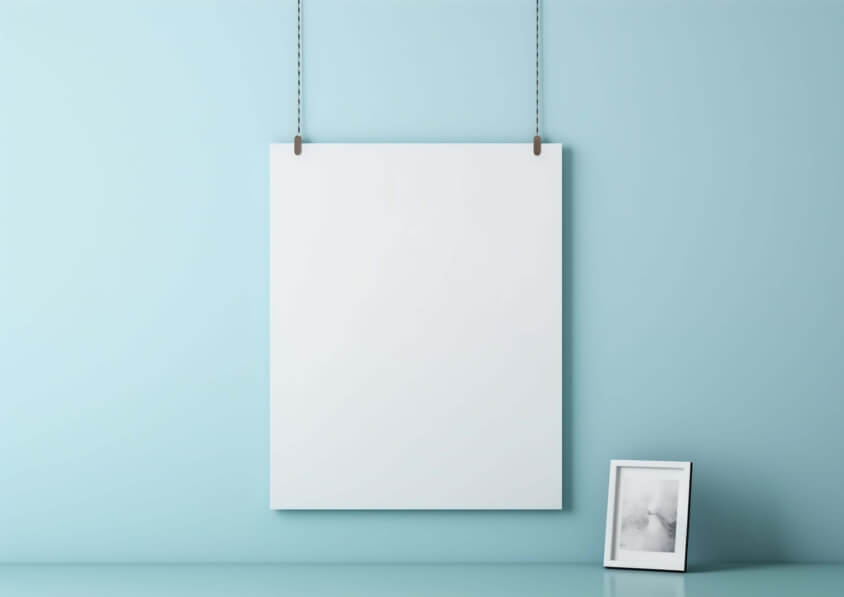 Download Empty Poster Frame Hanging on Wall Mockups Online - Creative ...