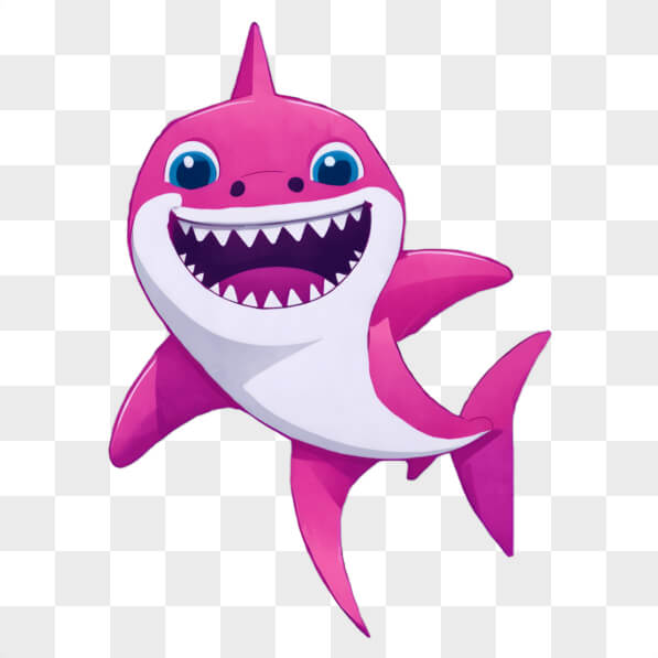 Download Cute Pink Shark with Open Mouth and Teeth on Black Background ...