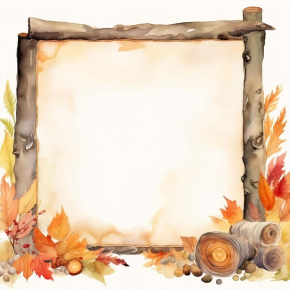 Download Autumn-themed Wooden Frame with Leaves and Natural Elements ...
