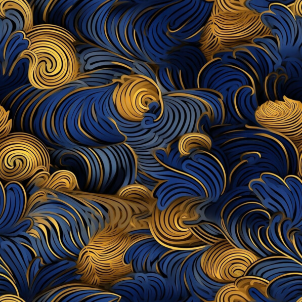 Download Blue and Gold Swirling Waves Seamless Pattern Patterns Online ...