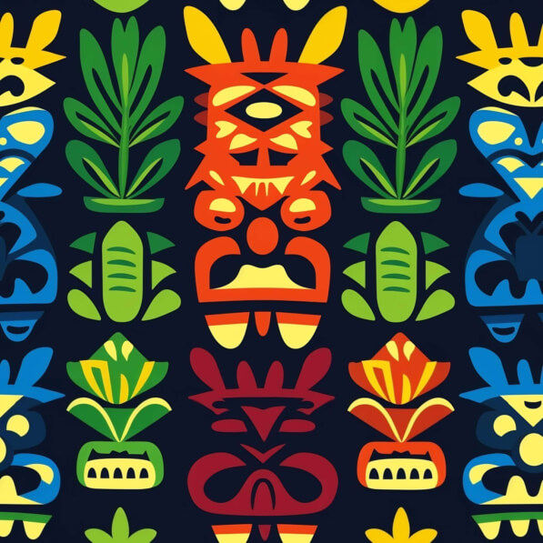 Download Colorful Tiki Totem Pattern on Dark Background Patterns Online ...