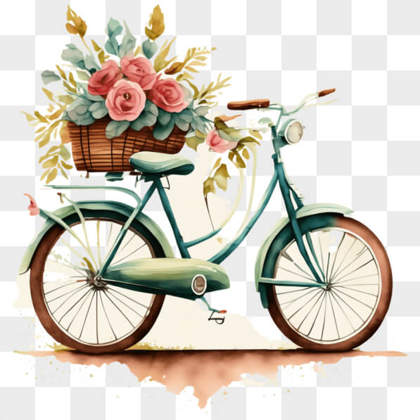 Download Artistic Green Bicycle with Flower Decorations PNGs Online ...