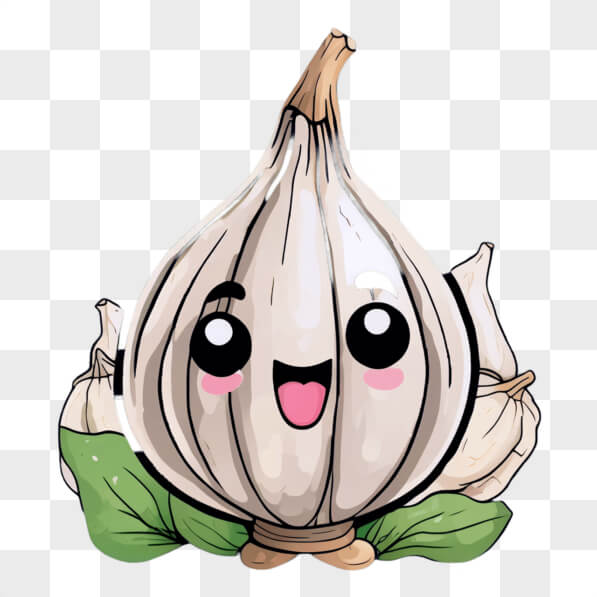 Download Cute Smiling Garlic with Green Leaves Cartoons Online ...