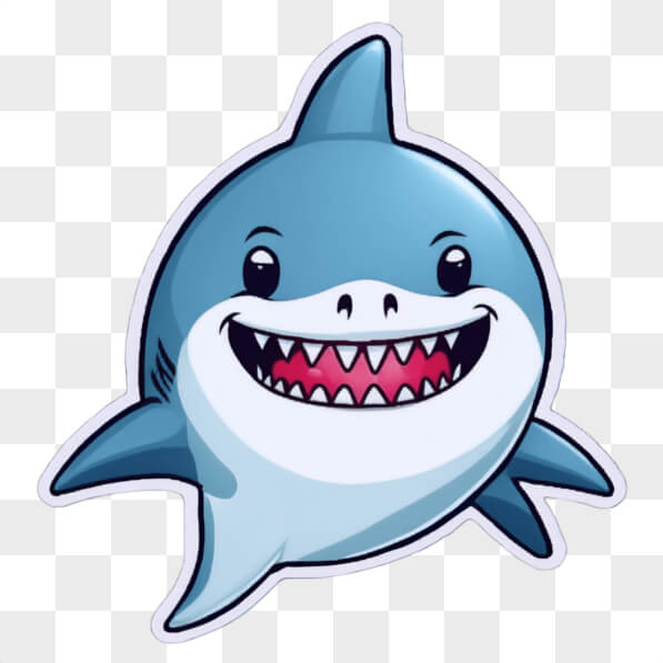 Download Cartoon Shark Sticker with Smiley Face and Open Mouth Cartoons ...