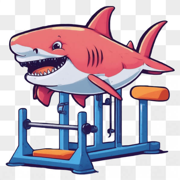 Download Cartoon Shark sitting on an Exercise Machine Cartoons Online ...