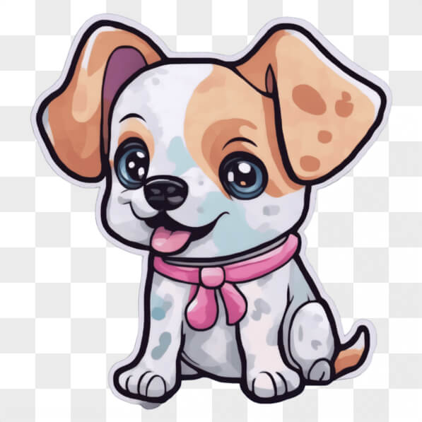 Download Playful Dog with Pink Collar Cartoons Online - Creative Fabrica