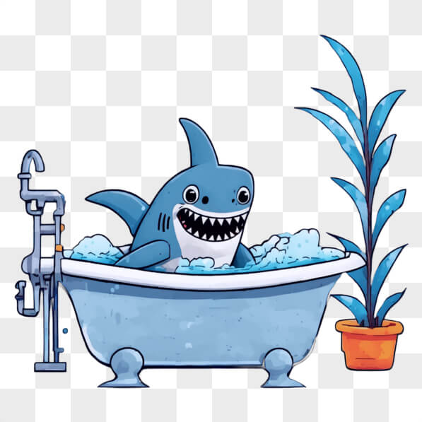 Download Cartoon Shark in Bathtub with Plants and Flowers Cartoons ...