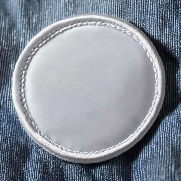 Download White Round Patch on Blue Denim Fabric Mockups Online ...