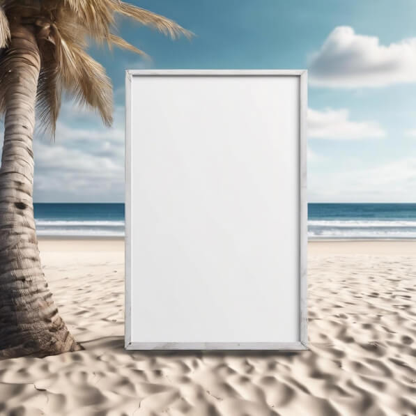 Download Blank Poster Board on Tropical Beach Mockups Online - Creative ...