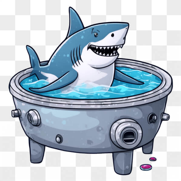 Download Cartoon shark in a bathtub with water Cartoons Online ...