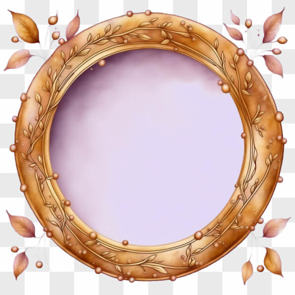 Download Elegant Gold Floral Round Frame for Decorative Display PNG ...