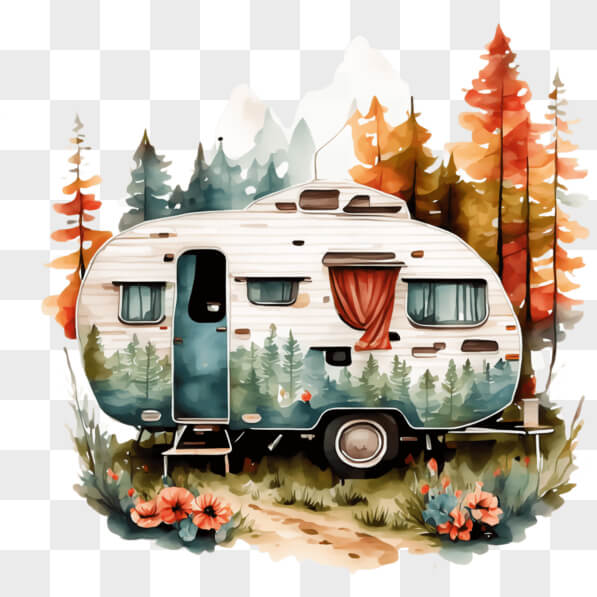 Download RV in the Woods with Autumn Decorations PNGs Online - Creative ...