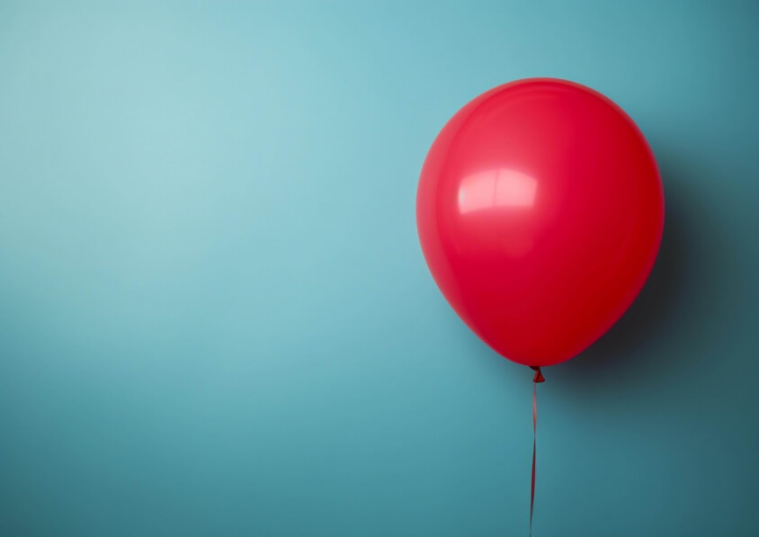 Download Single Red Balloon Hanging from the Ceiling in Various Angles ...