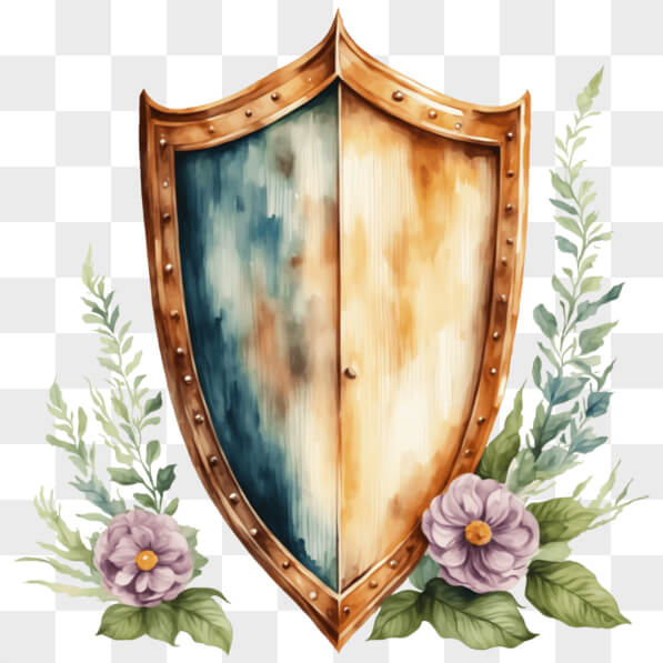 Download Shield with Flowers and Leaves PNGs Online - Creative Fabrica