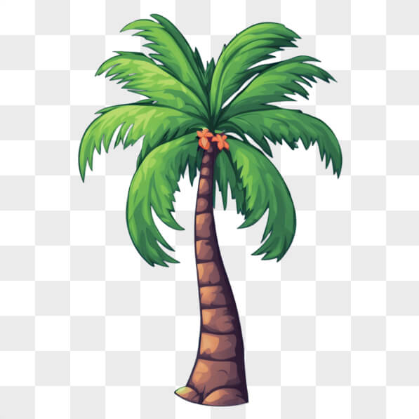Télécharger Palmier Cartoon avec des Feuilles Vertes et des Fleurs ...