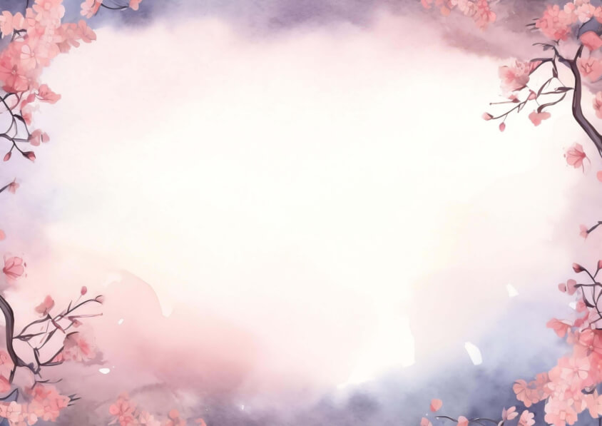 Download Watercolor Cherry Blossom Frame with Clouds Background ...