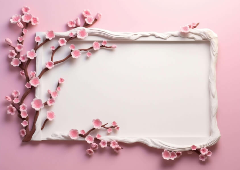Download Pink Blossoms 3D Photo Frame Backgrounds Online - Creative Fabrica