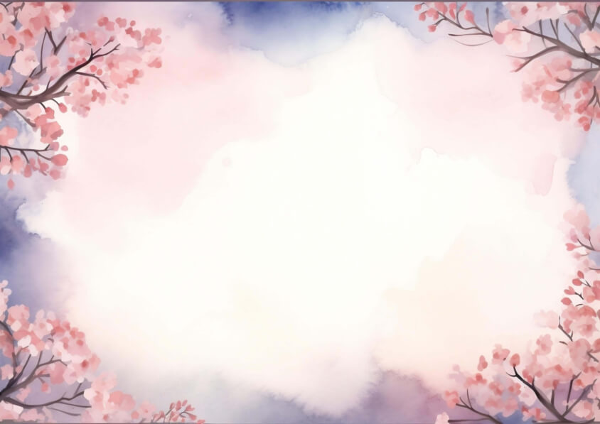 Download Watercolor Frame with Pink Cherry Blossoms and Clouds ...
