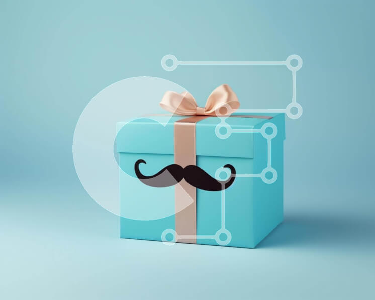 Blue Gift Box with Mustache and Bow - Perfect for Any Occasion stock ...