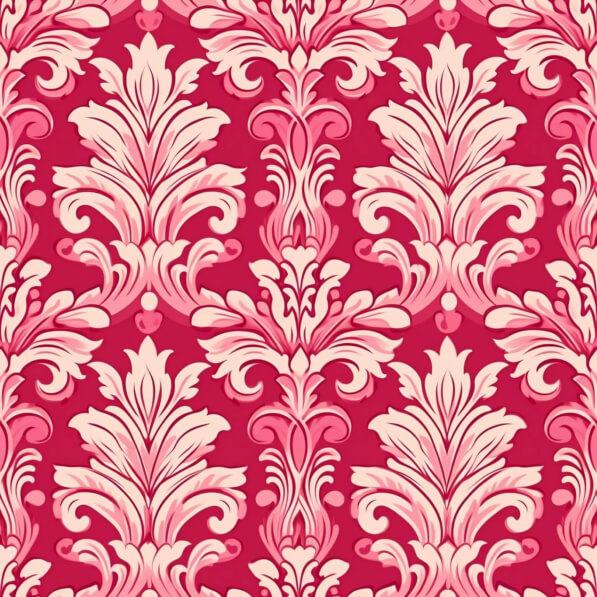 Download Vintage Floral Damask Pattern - Red and White on Pink ...