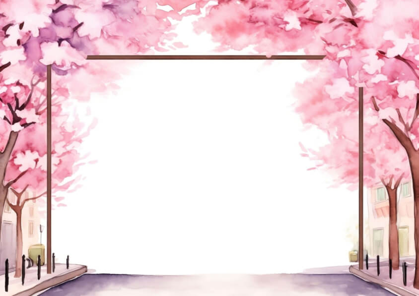 Download Watercolor Cherry Blossom Frame for Print Design Backgrounds ...