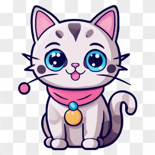Descarga Gato de dibujos animados con grandes ojos azules y collar rosa Cartoons En Línea ...