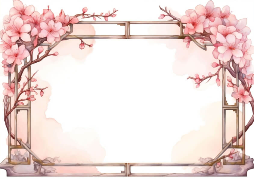 Download Pink Cherry Blossom Watercolor Frame Backgrounds Online ...