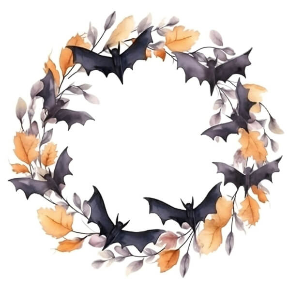 Download Halloween Wreath with Bats and Autumn Leaves Backgrounds ...
