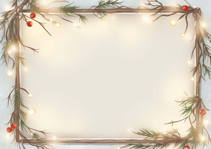 Download Kerstkaart Houten Frame met Lichtjes en Sparren Takken ...