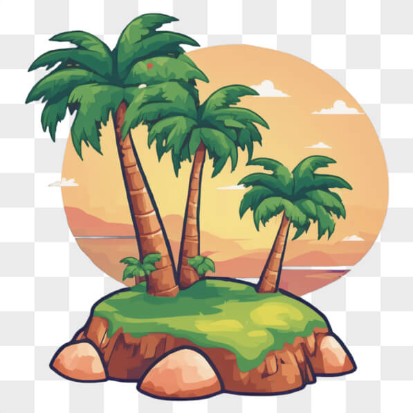 Download Cartoon Illustration of a Tropical Island at Sunset Cartoons ...