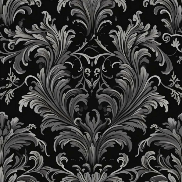 Download Black and White Damask Wallpaper with Ornate Floral Pattern ...