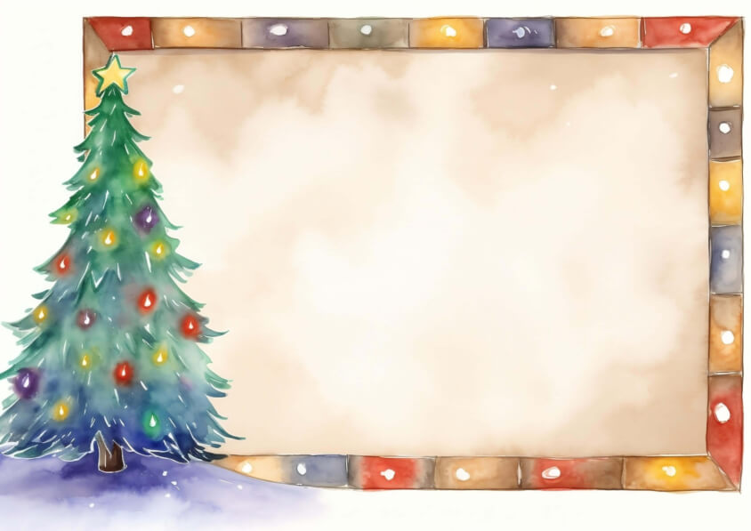 Download Ornamental Christmas Tree Watercolor Frame Backgrounds Online ...