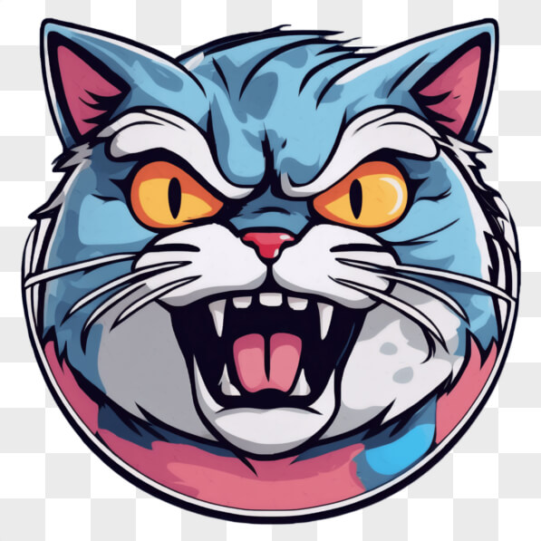 Download Blue and Pink Angry Cat Advertisement Image Cartoons Online ...