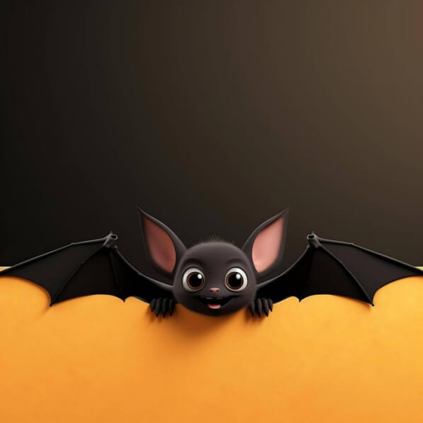 Download Cute Cartoon Bat Peeking Out of Yellow Background Backgrounds ...