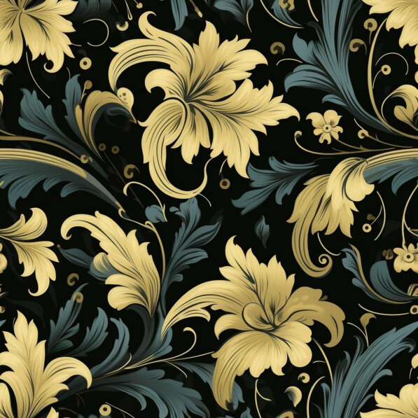 Download Sophisticated Floral Pattern in Black and Gold Patterns Online ...