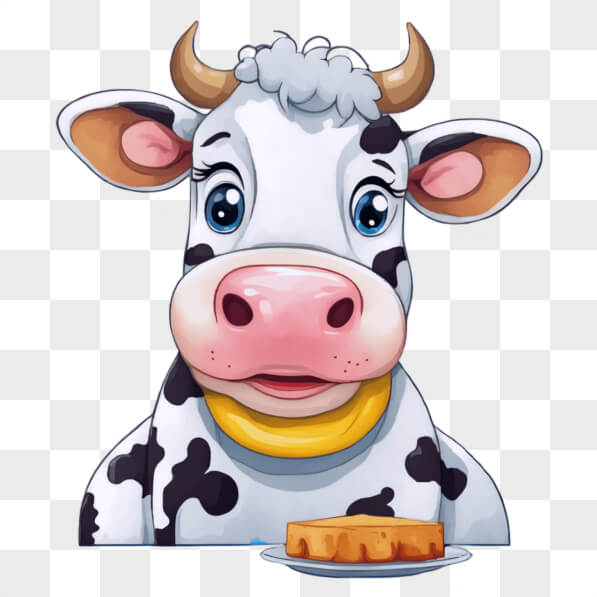 Download Cartoon Cow Eating Cake with Orange Bandana Cartoons Online ...